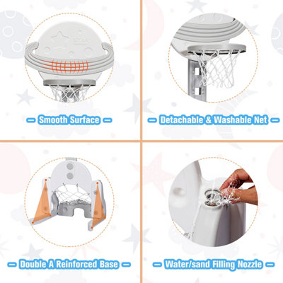 Costway Kids Basketball Stand 3 in 1 Basketball Hoop Soccer Golf Kit ...