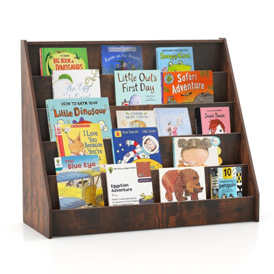 COSTWAY Kids Bookshelf 5-Tier Wooden Children Bookcase Magazine Display ...