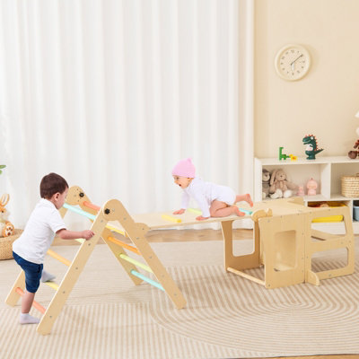 Costway Kids Climbing Toy Set Folding Climber w/ Reversible Ramp & Step ...
