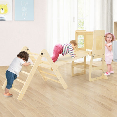 Costway Kids Climbing Toy Set Folding Climber w/ Reversible Ramp & Step ...