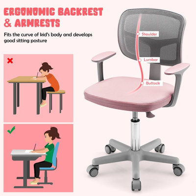 Costway Kids Computer Chair Low-Back Task Study Chair Children Office ...