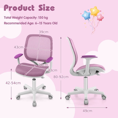Costway Kids Computer Desk Chair Swivel Mesh Children Task Study Chair ...