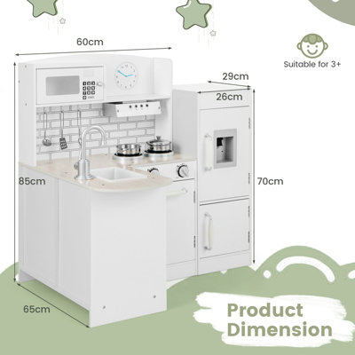 Costway Kids Corner Play Kitchen Wooden Children Role Play Pretend ...