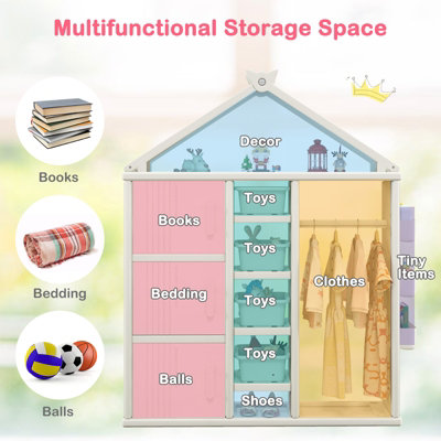 COSTWAY Kids Costume Storage Closet Children Dress Up Rack Clothing ...