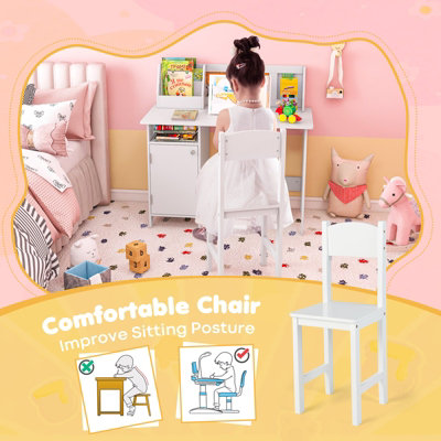Costway Kids Desk and Chair Set Wooden Children Study Table &Chair ...