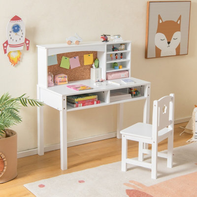 Costway Kids Desk and Chair Set Wooden Children Study Table &Chair ...