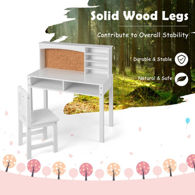 Costway Kids Desk and Chair Set Wooden Children Study Table &Chair ...