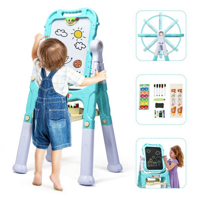 Costway Kids Double Sided Easel Height Adjustable Standing Drawing ...