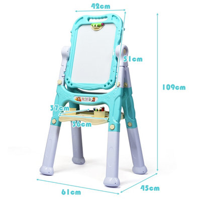Costway Kids Double Sided Easel Height Adjustable Standing Drawing ...