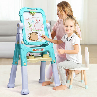 Costway Kids Double Sided Easel Height Adjustable Standing Drawing ...