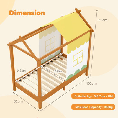 Costway Kids House Bed with Roof Children's Montessori Bed Frame w ...