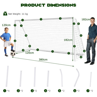 Costway Kids Junior 12 x 6 FT Football Goal Football Training Net ...