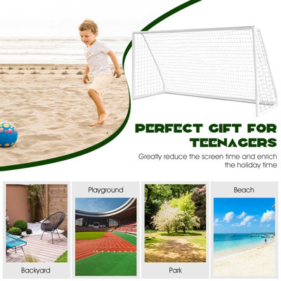 Costway Kids Junior 12 x 6 FT Football Goal Football Training Net ...