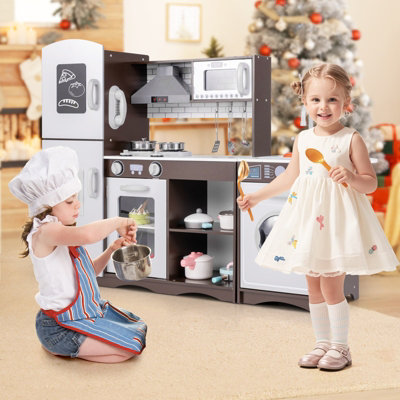 COSTWAY Kids Kitchen Playset Modular Chef Pretend Kitchen Toy Set w ...