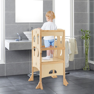 Costway Kids Kitchen Step Stool Height Adjustable Folding Toddler ...