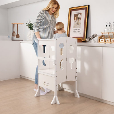 Costway Kids Kitchen Step Stool Height Adjustable Folding Toddler ...