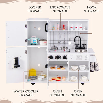 COSTWAY Kids Play Kitchen Toy Set Chef Pretend Play Toy w/ Oven Sink ...