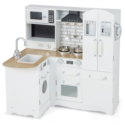 Costway Kids Play Kitchen Toy Set Wooden Corner Children Role Play ...