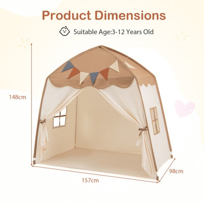 COSTWAY Kids Play Tent Indoor Outdoor Large Playhouse Tent with Windows ...