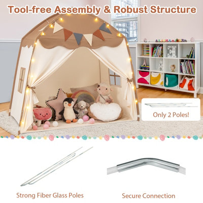 COSTWAY Kids Play Tent Indoor Outdoor Large Playhouse Tent with Windows ...