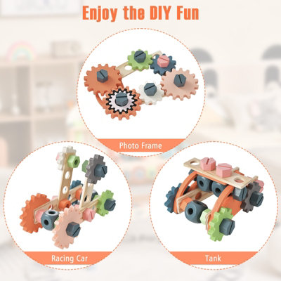 Costway Kids Play Tool Workbench Large Wooden Tool Bench w/ Rich Tool Set