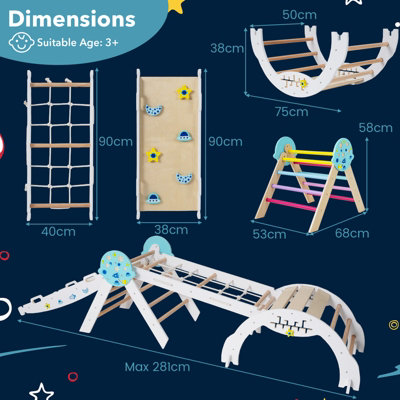 COSTWAY Kids Playing Triangle Set Climbing Toys for Toddlers Indoor ...