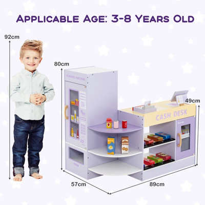 Costway Kids Pretend Grocery Store Wooden Children Supermarket Playset