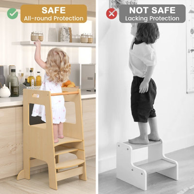 COSTWAY Kids Step Stool Baby Kitchen Helper with Chalkboard ...