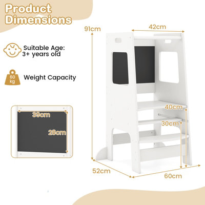 COSTWAY Kids Step Stool Baby Kitchen Helper with Chalkboard ...