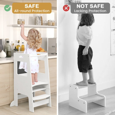 COSTWAY Kids Step Stool Baby Kitchen Helper with Chalkboard ...