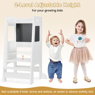 COSTWAY Kids Step Stool Baby Kitchen Helper with Chalkboard ...