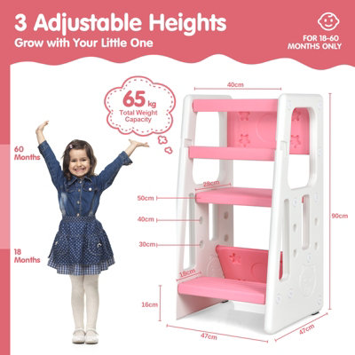 Costway Kids Step Stool Toddler Learning Stool w/ Non-slip Steps & 3 ...