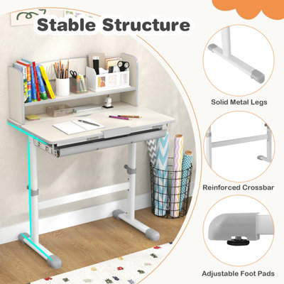 Costway Kids Study Desk Height Adjustable Children Writing Table w ...