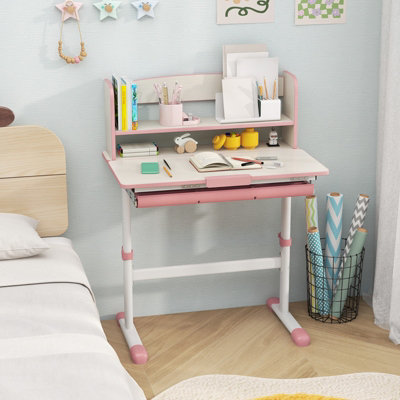 Costway Kids Study Desk Height Adjustable Children Writing Table w ...