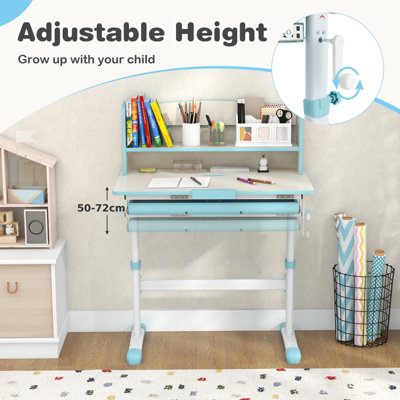 Costway Kids Study Desk Height Adjustable Children Writing Table w ...
