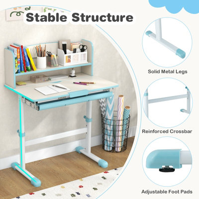 Costway Kids Study Desk Height Adjustable Children Writing Table w ...