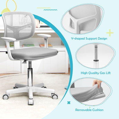 COSTWAY Kids Studying Chair Children Office Task Chair with Armrests-Grey
