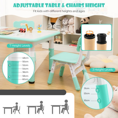 COSTWAY Kids Table and 4 Chairs Set Children Art Study Multi-Activity ...