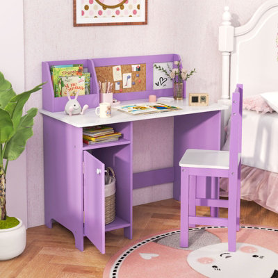 COSTWAY Kids Table and Chair Set Children Study Table with Chair ...