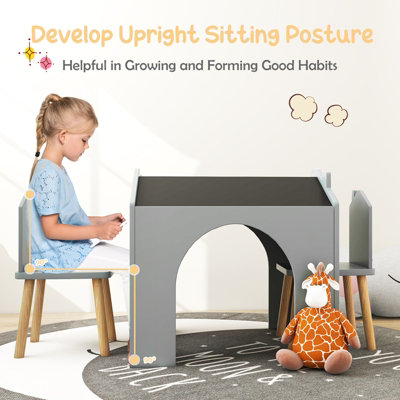 Costway Kids Table and Chair Set Children Wooden Children Activity Desk ...