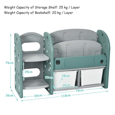 Costway Kids Toy Storage Organizer Display Rack w/ 2-Tier Bookshelf ...