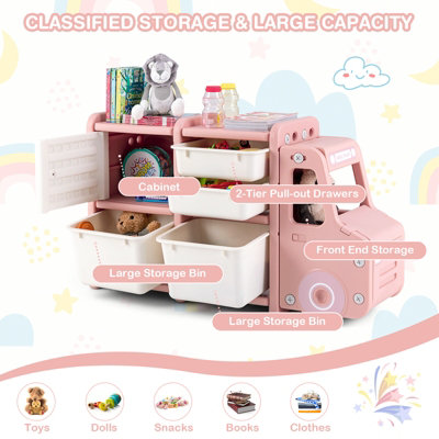 Costway Kids Toy Storage Organizer Truck-shaped Toddler Storage Cabinet ...
