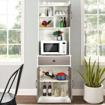 Costway Kitchen Buffet Hutch Freestanding Kitchen Pantry Tall Cupboard ...