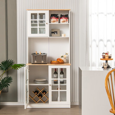 Costway Kitchen Buffet Sideboard Tall Freestanding Pantry Cabinet ...