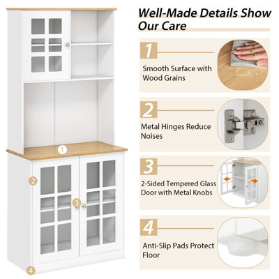 Costway Kitchen Buffet Sideboard Tall Freestanding Pantry Cabinet ...