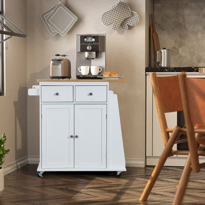 Costway Kitchen Island Rolling Storage Cabinet Trolley Cart Adjustable ...