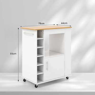 Costway Kitchen Island Rolling Storage Cabinet Trolley Cart Shelves ...