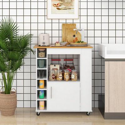 Costway Kitchen Island Rolling Storage Cabinet Trolley Cart Shelves ...