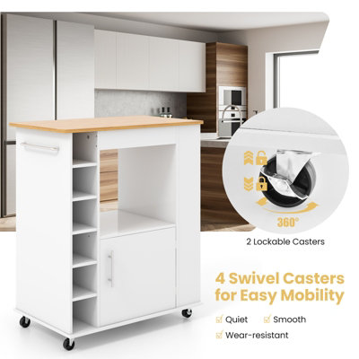 Costway Kitchen Island Rolling Storage Cabinet Trolley Cart Shelves ...
