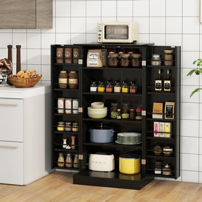 COSTWAY kitchen Pantry Cabinet 120cm Food Pantry Cabinet with Doors